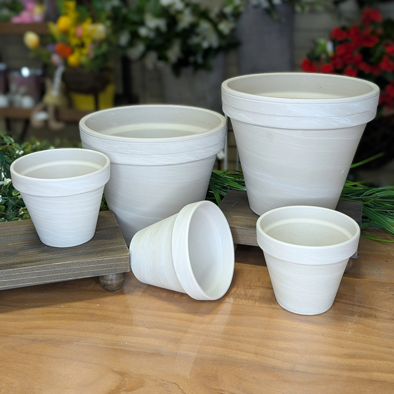 Standard white granite terracotta pot – Jardineries Botanix