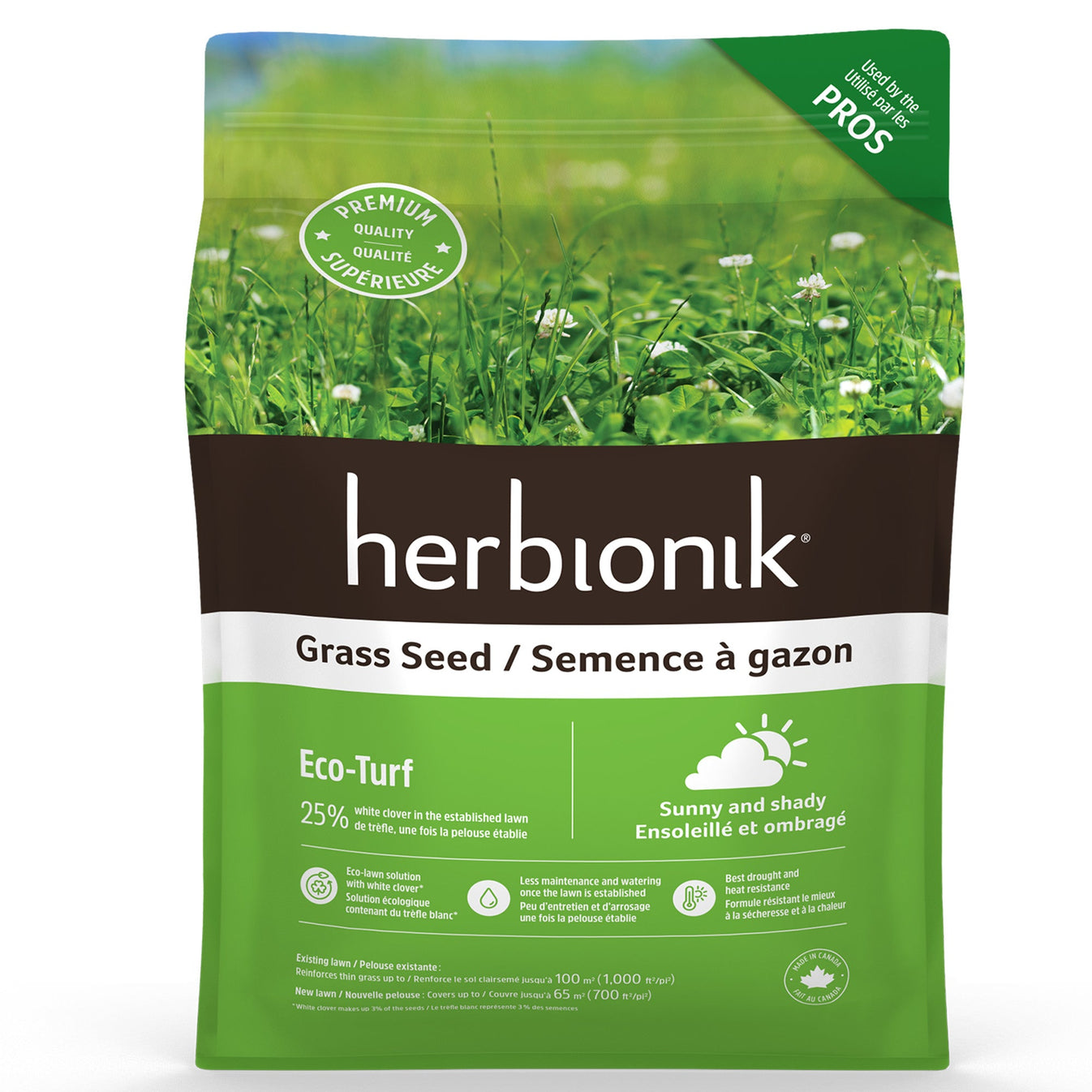 Semence à gazon avec trèfle blanc Herbionik Éco-turf | Pelouse ...